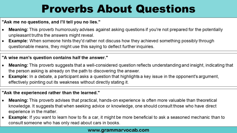 Proverbs About Questions with Meaning and Example - GrammarVocab