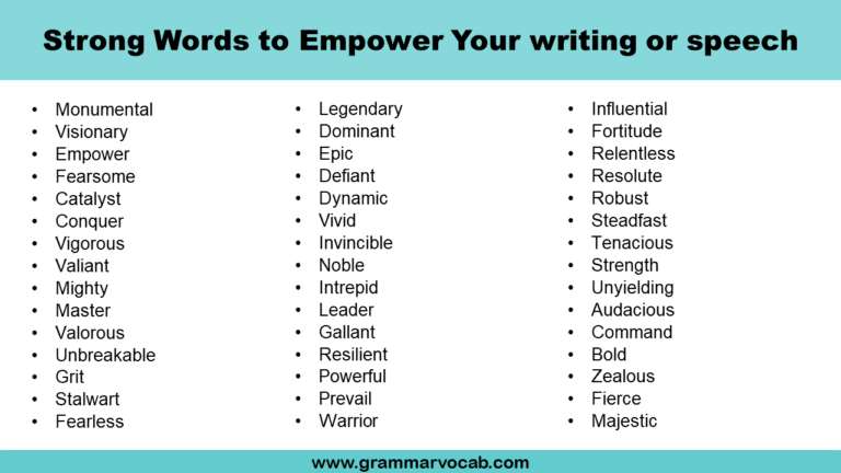 Strong Words to Empower Your writing or speech - GrammarVocab