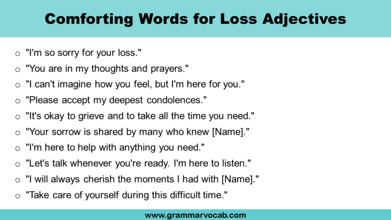 Top 20 Comforting Words for Loss - GrammarVocab