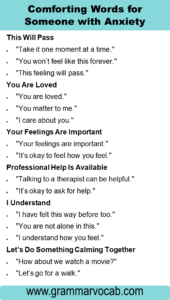 Comforting Words for Someone with Anxiety - GrammarVocab