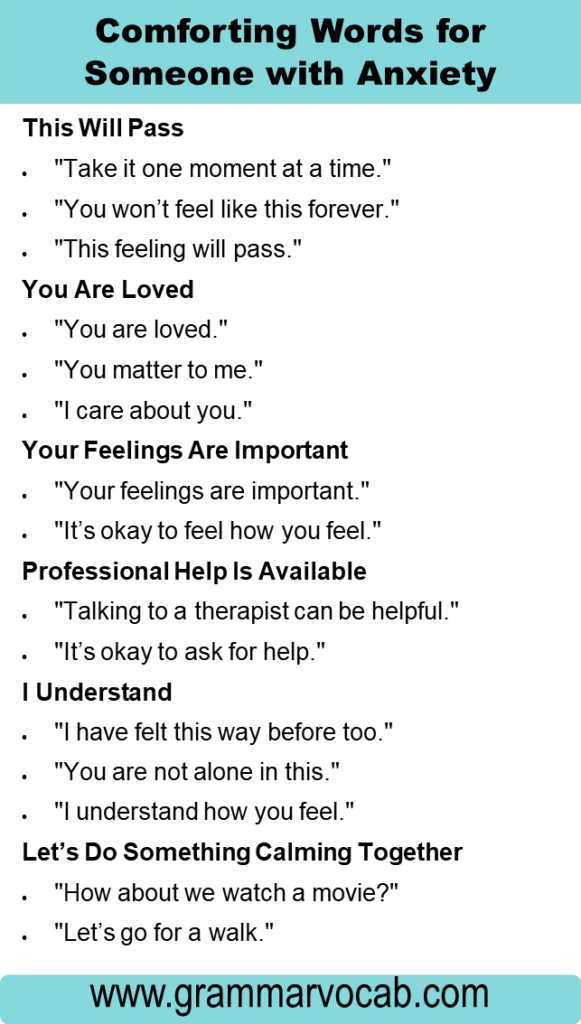 Comforting Words for Someone with Anxiety - GrammarVocab