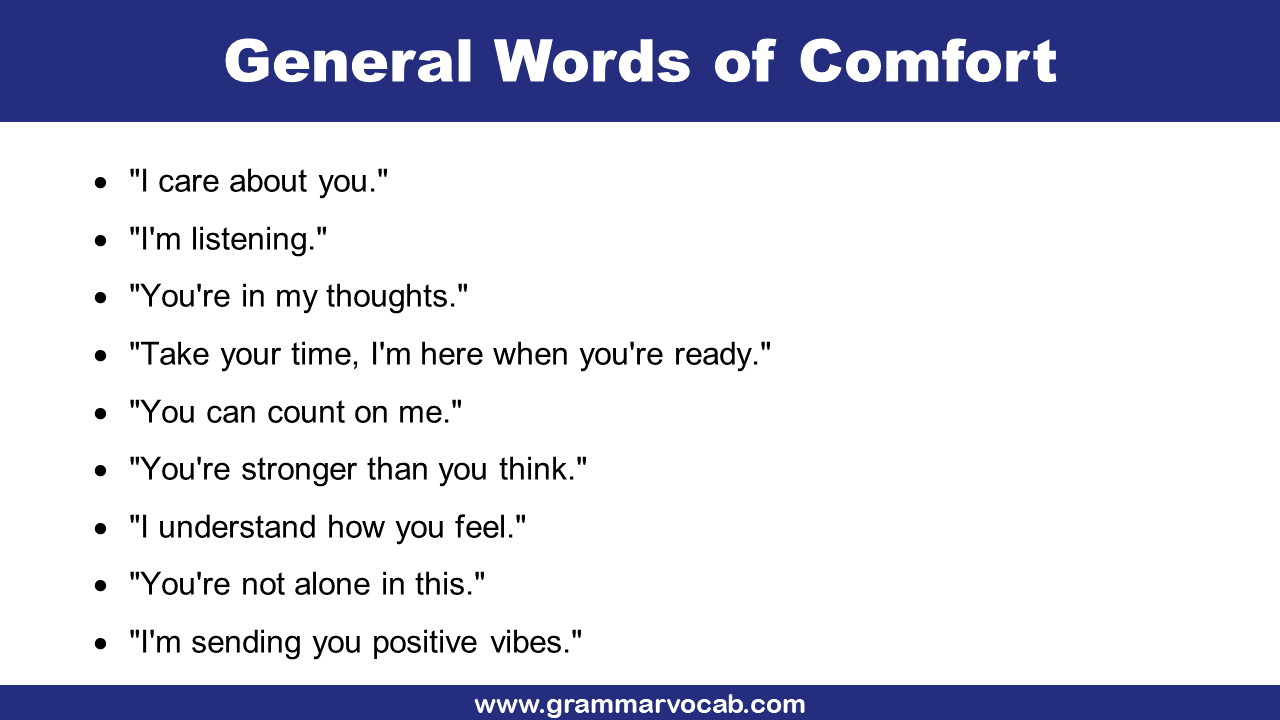 General Words of Comfort - GrammarVocab