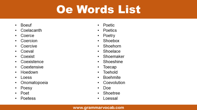 Oe Words List: Ultimate Vocabulary Hack for English Learners - GrammarVocab