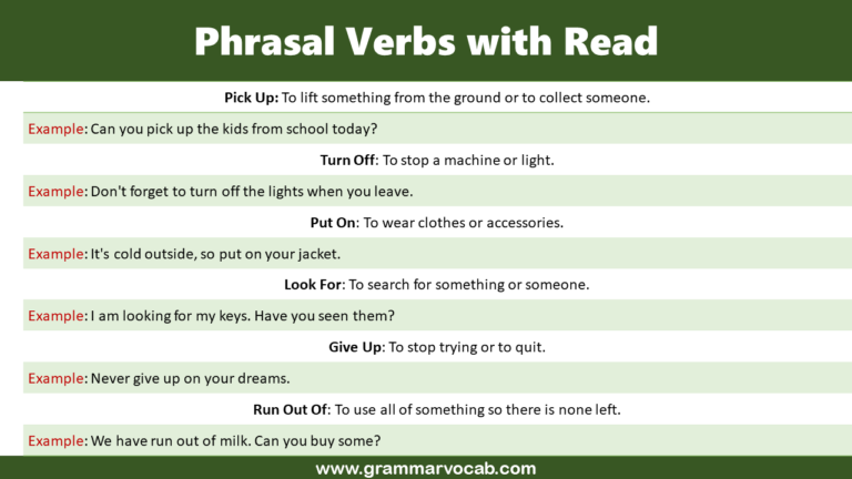 Phrasal Verbs For Students In English Grammarvocab