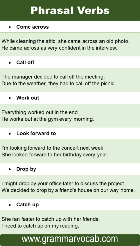 Phrasal Verbs for Students in English - GrammarVocab